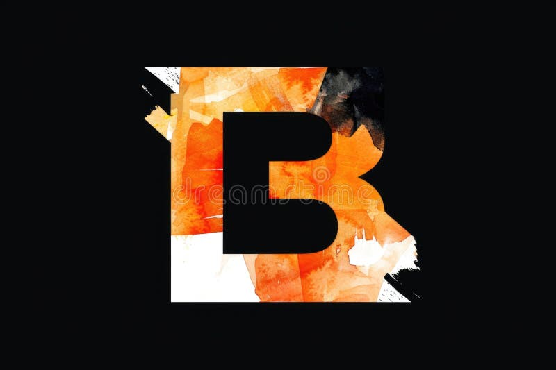 A Simple Design Featuring a Black Letter B with Orange Details on a ...