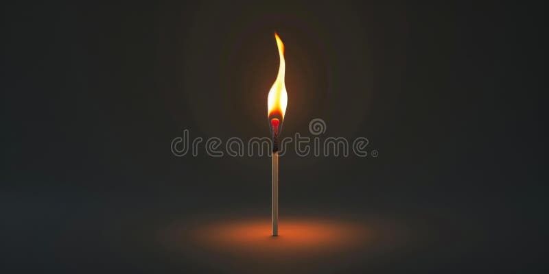 Simple Design Featuring a Single Burning Matchstick. Stock Illustration ...