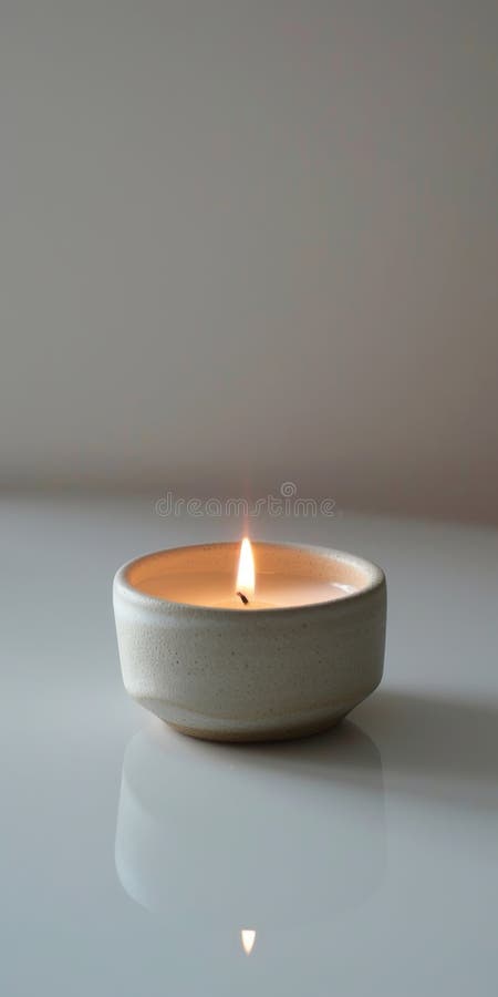 Simple Design Featuring a Single Lit Tea Light Candle. Stock ...