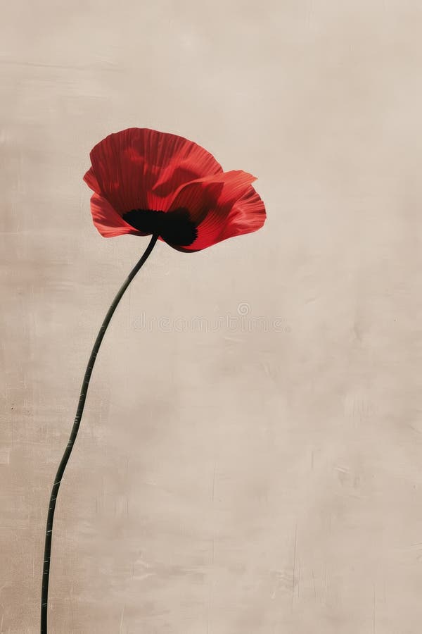 Simple Design Featuring a Single Red Poppy. Stock Illustration ...