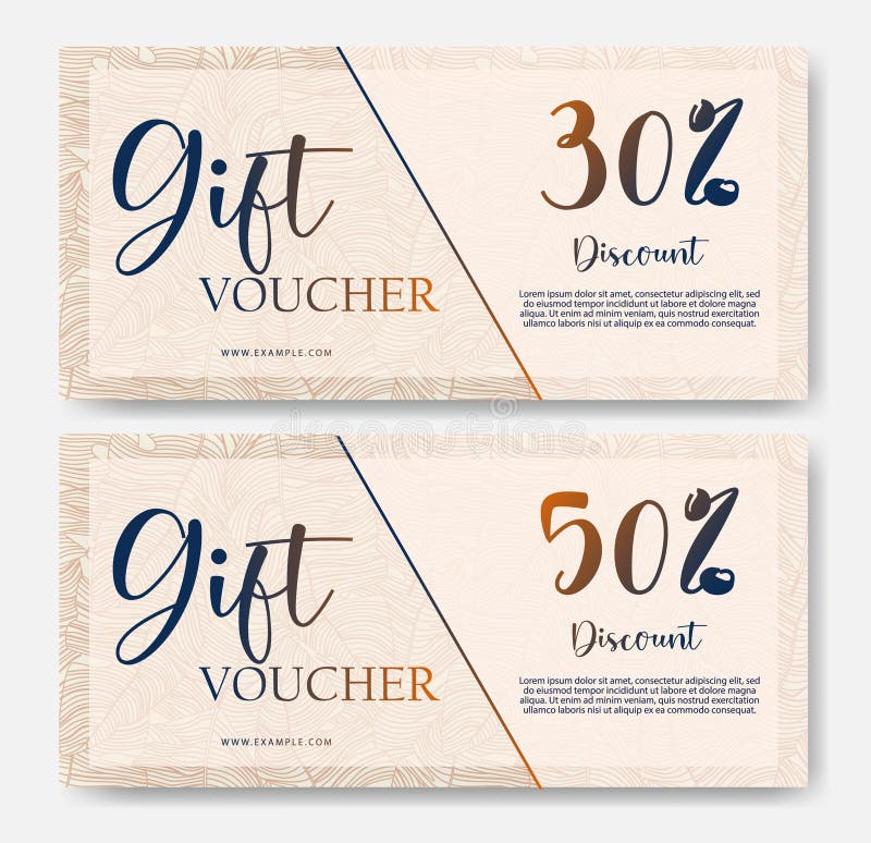 Simple Design Gift Voucher Template. Set of Elegant Voucher with Floral ...