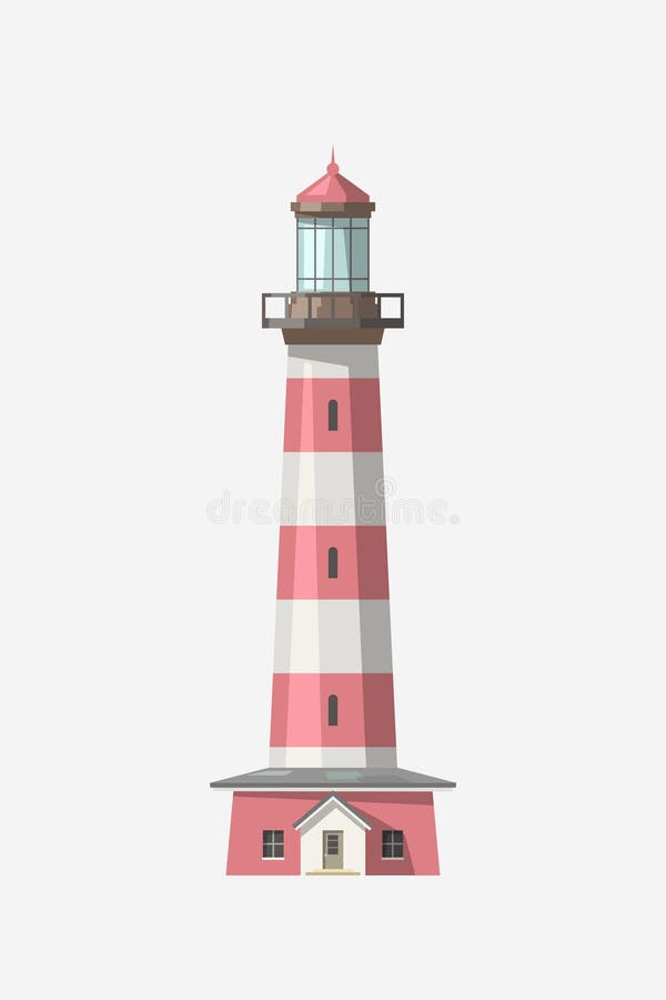 Simple Design Red Color Lighthouse on White Stock Vector - Illustration ...