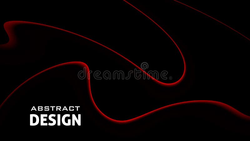 Simple Design with Red Wavy Curves on Black. Minimal Graphics Stock ...
