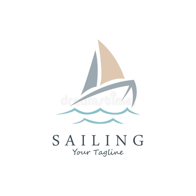 Simple Design of Sailboat Logo Stock Vector - Illustration of wave ...