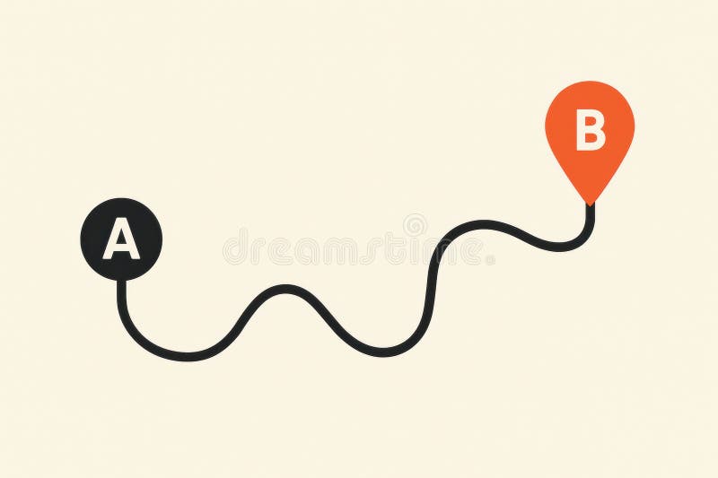 Curved Path Connecting Two Points Marked a and B, Illustrating ...
