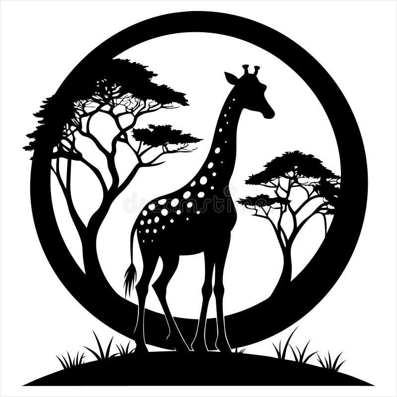 Simple Design of Silhouette of Giraffe Collection Stock Vector ...