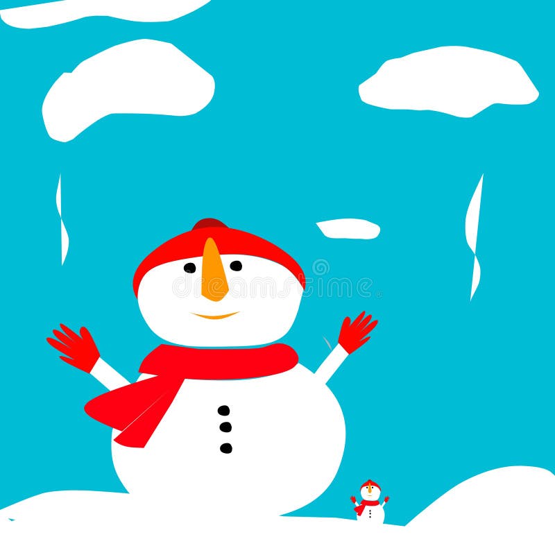 Simple Design of Snowmans with Cloud Stock Illustration - Illustration ...