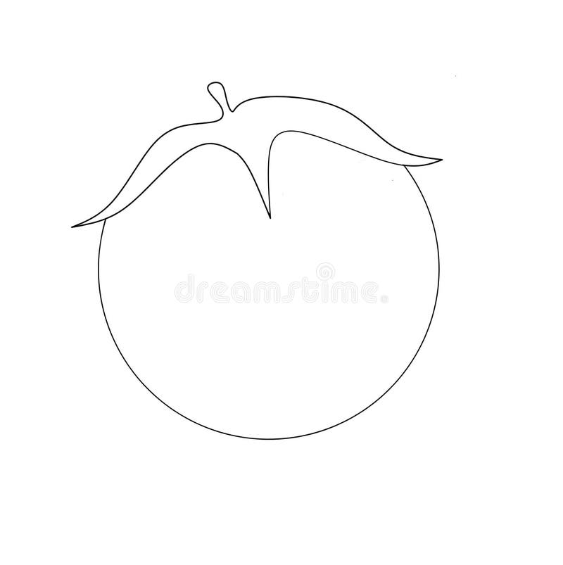 Simple Tomato Outline For Colouring Book Isolated On White Background ...