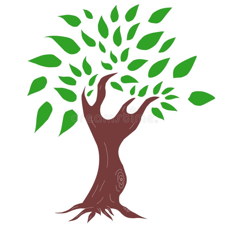 Simple Tree and Leaves on White Background Stock Illustration ...
