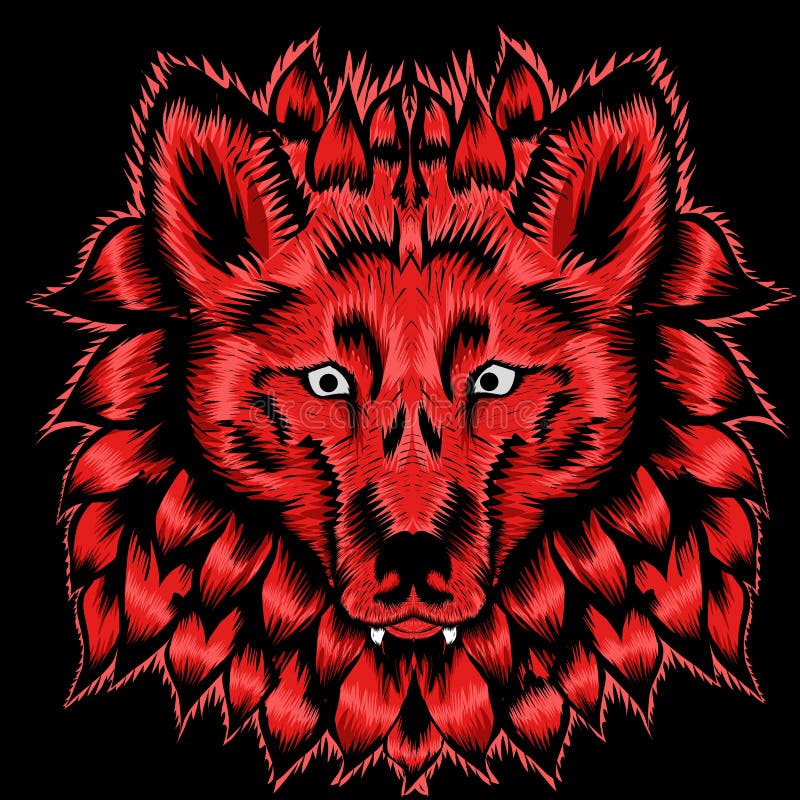 The Black Wolf On Red Background. Stock Vector - Illustration of mammal ...