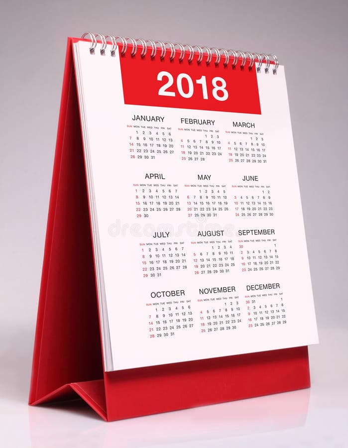 Simple desk calendar 2018 stock photo. Image of standing - 103899320