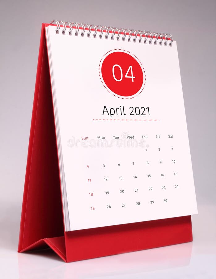 Simple Desk Calendar 2021 - April Stock Illustration - Illustration of ...