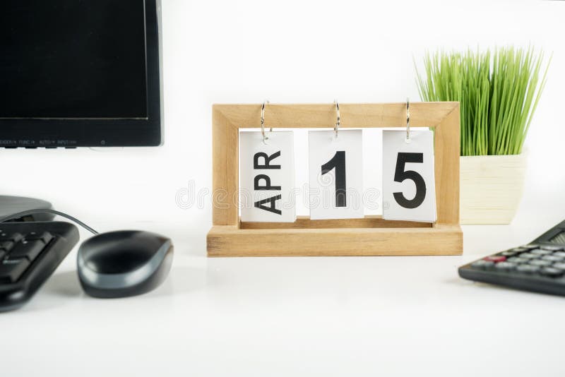 Simple Desk Calendar for April with Date of 15 Stock Image - Image of ...