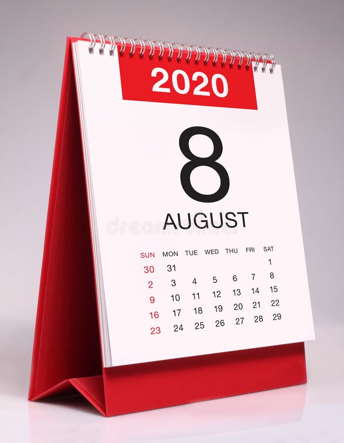 Simple Desk Calendar 2020 - August Stock Photo - Image of table, august ...