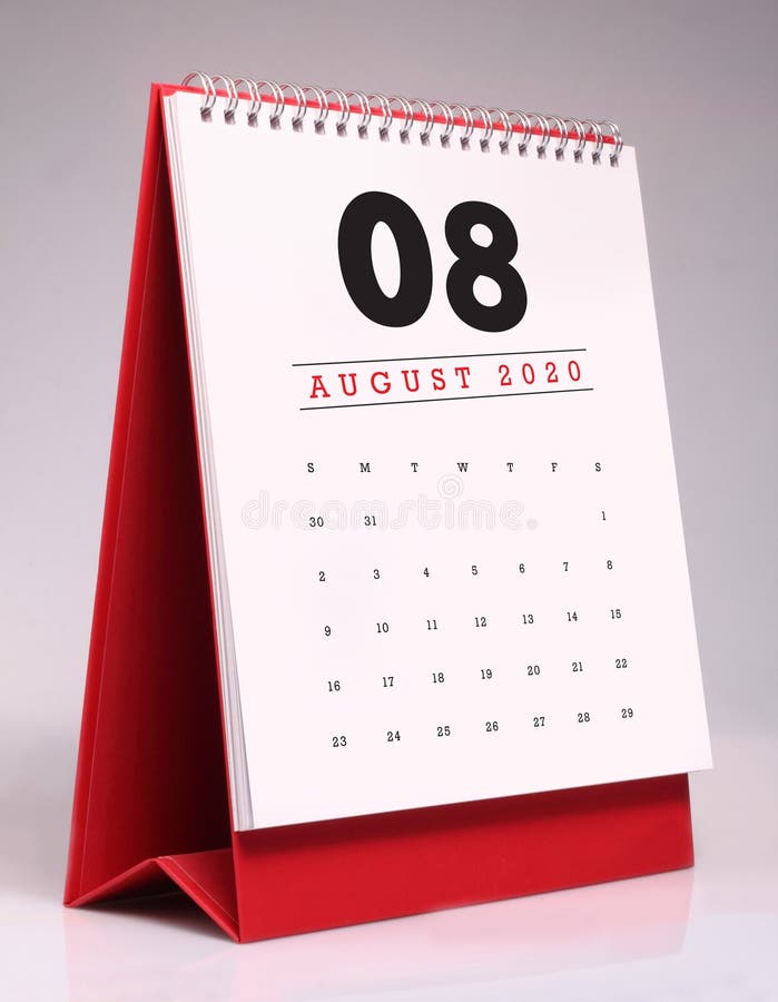 Simple Desk Calendar 2020 - August Stock Image - Image of monthly ...