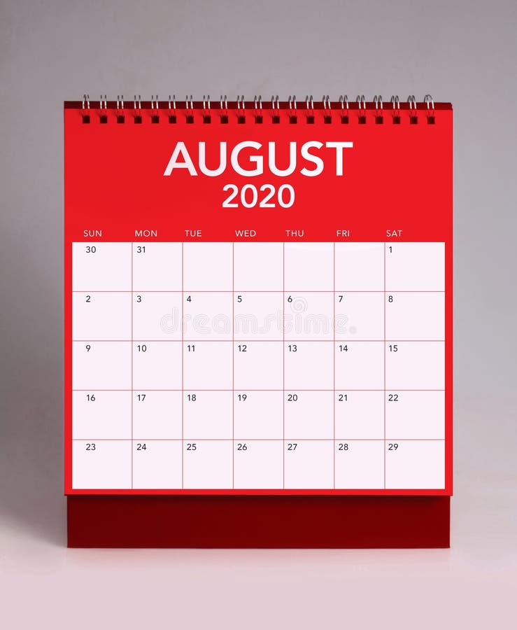 Simple Desk Calendar 2020 - August Stock Photo - Image of monthly ...