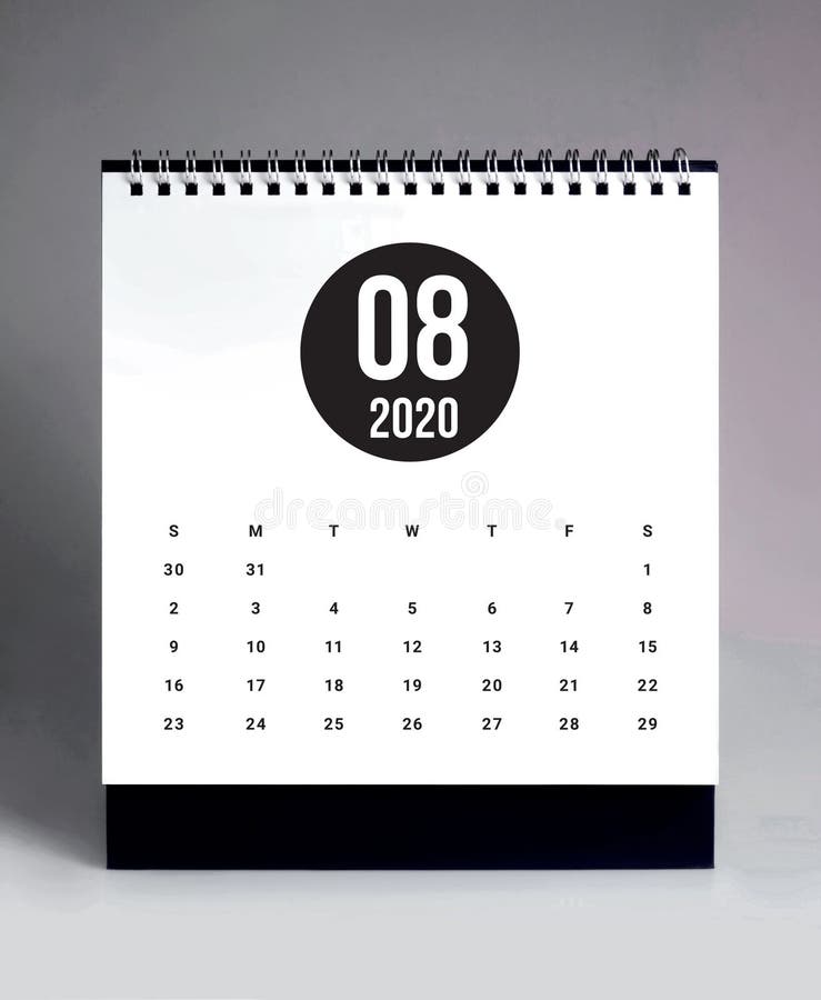 Simple Desk Calendar 2020 - August Stock Image - Image of monthly ...