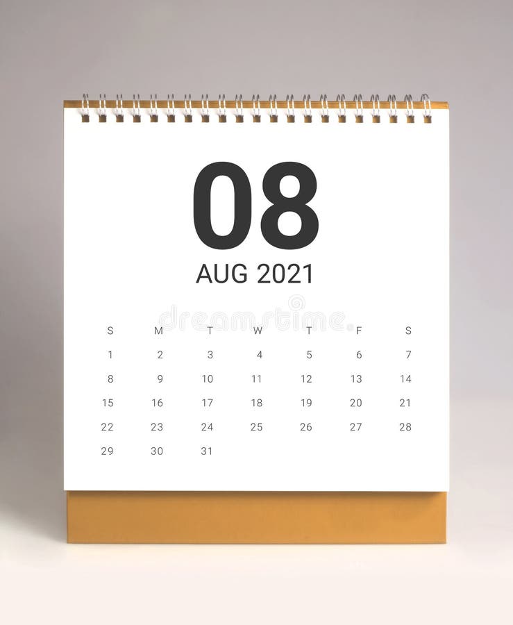 Simple Desk Calendar 2021 - August Stock Image - Image of design ...