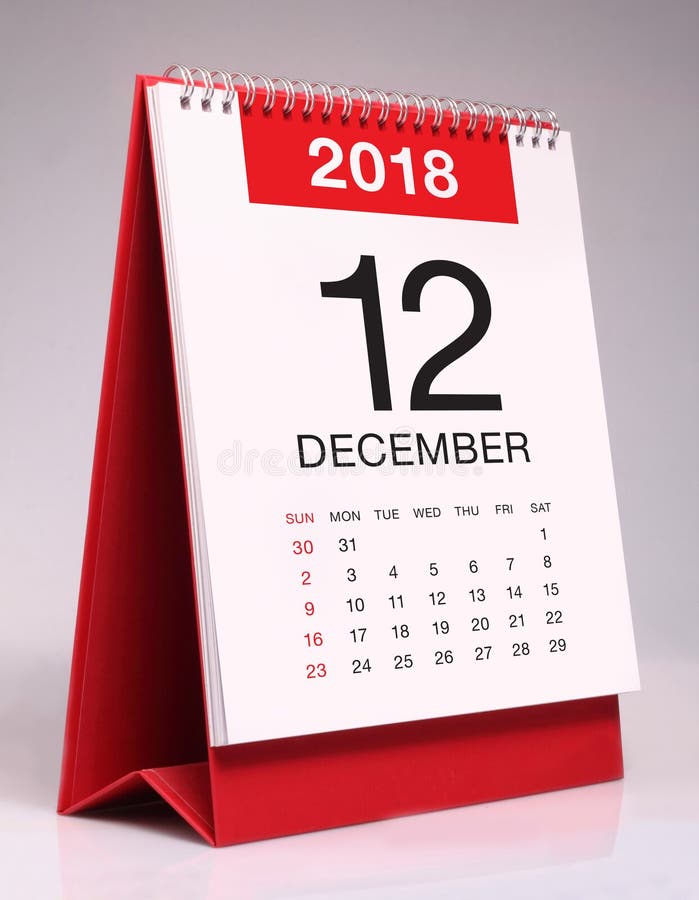 Simple Desk Calendar 2018 - December Stock Photo - Image of calendar ...