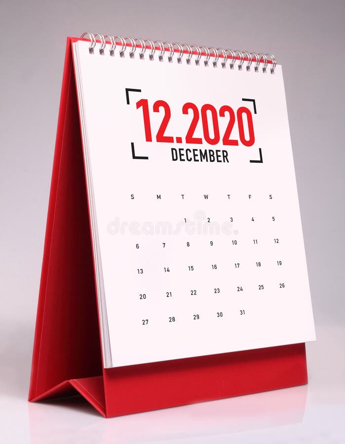 Simple Desk Calendar 2020 - December Stock Photo - Image of number ...