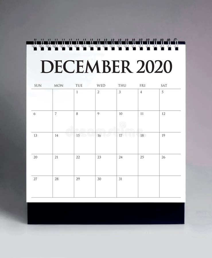 Simple Desk Calendar 2020 - December Stock Photo - Image of design ...
