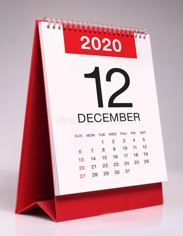 Simple Desk Calendar 2020 - December Stock Photo - Image of standing ...