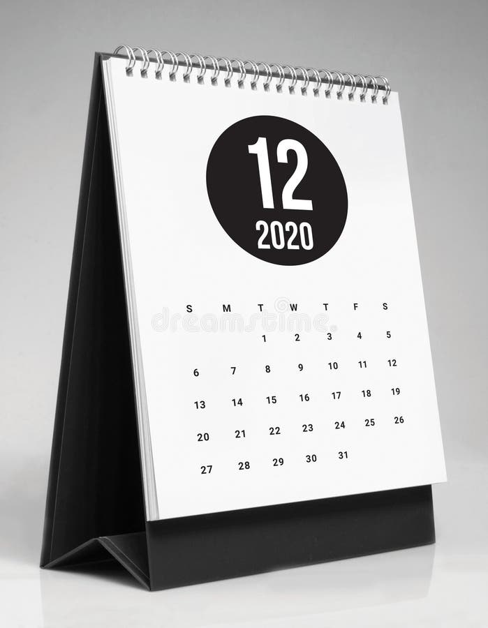 Simple Desk Calendar 2020 - December Stock Photo - Image of standing ...