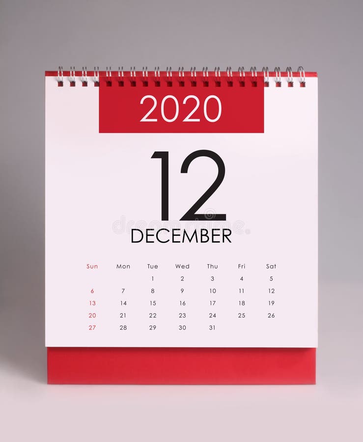Simple Desk Calendar 2020 - December Stock Image - Image of date, year ...