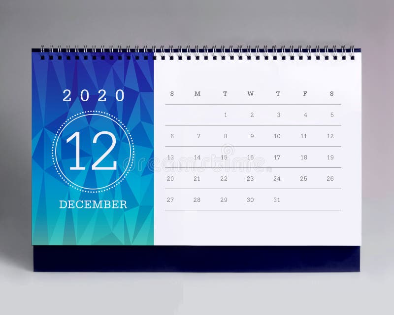 Simple Desk Calendar 2020 - December Stock Image - Image of table ...