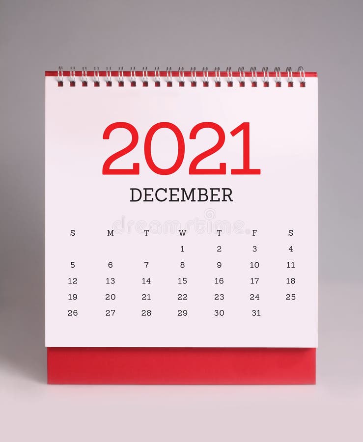 Simple Desk Calendar 2021 - December Stock Image - Image of design ...