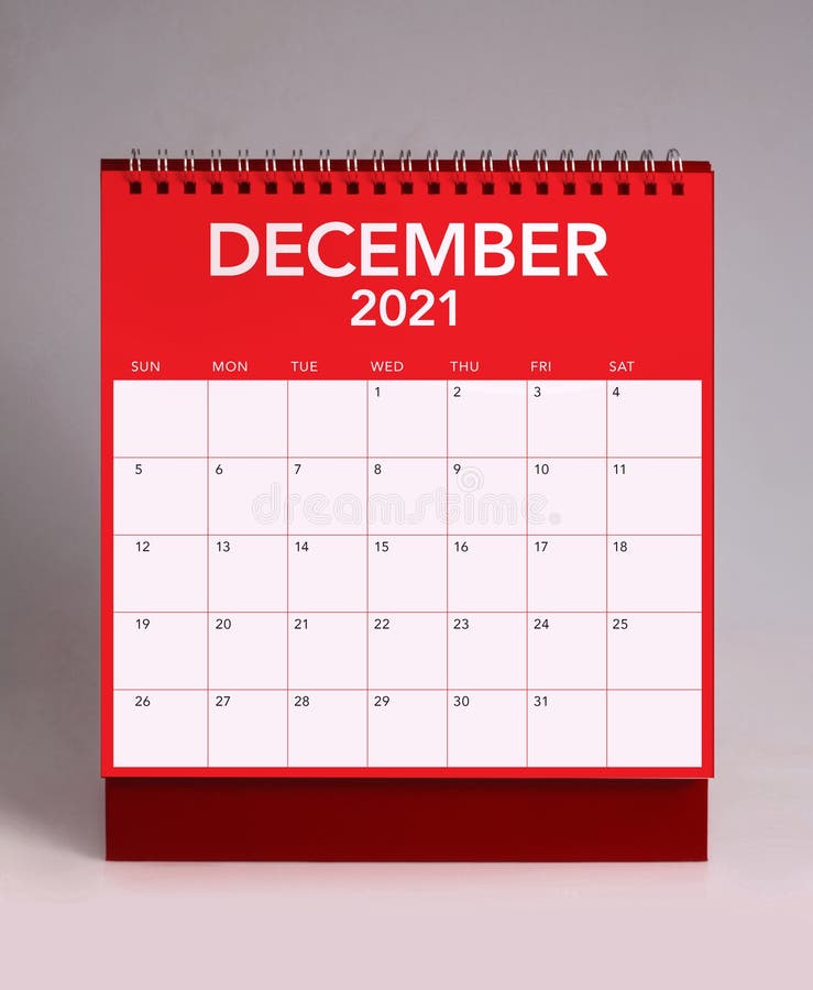 Simple Desk Calendar 2021 - December Stock Photo - Image of design ...
