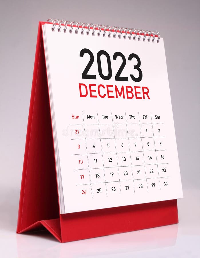 Simple Desk Calendar 2023 - December Stock Image - Image of design ...
