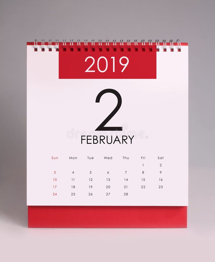 Simple Desk Calendar 2019 - February Stock Photo - Image of monthly ...