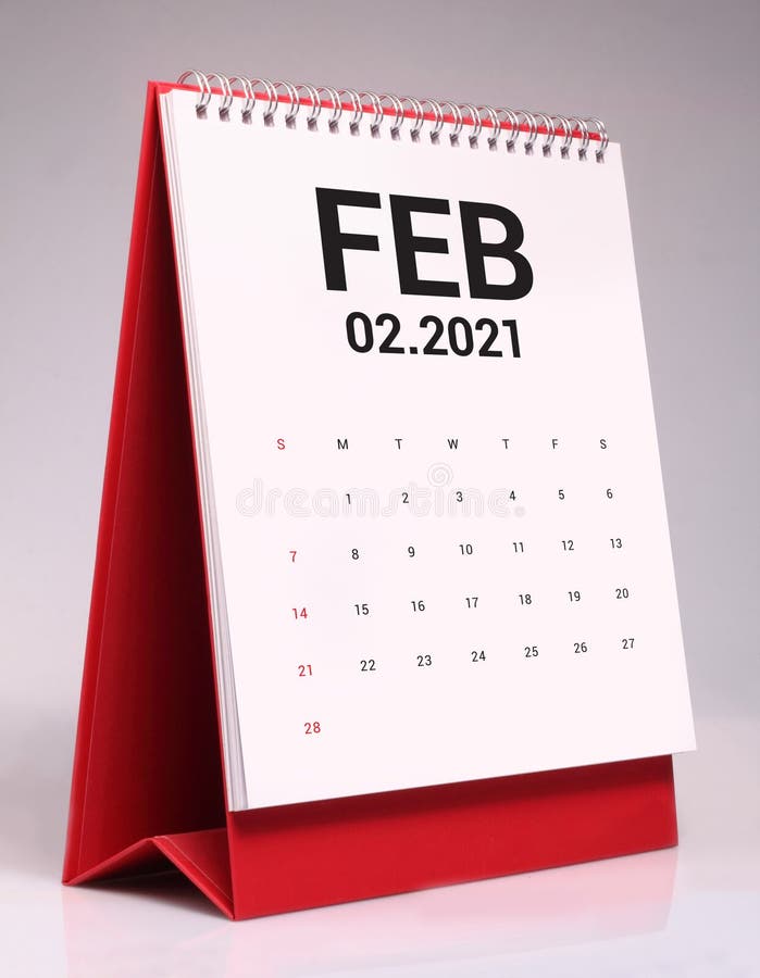 Simple Desk Calendar 2021 - February Stock Image - Image of month ...