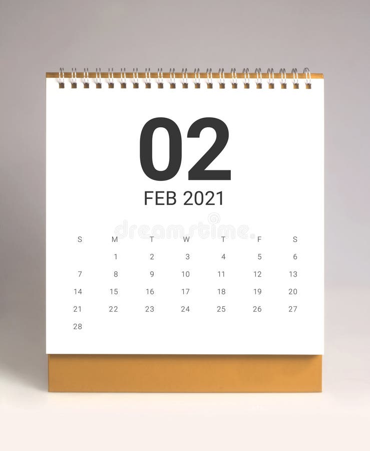 Simple Desk Calendar 2021 - February Stock Photo - Image of template ...