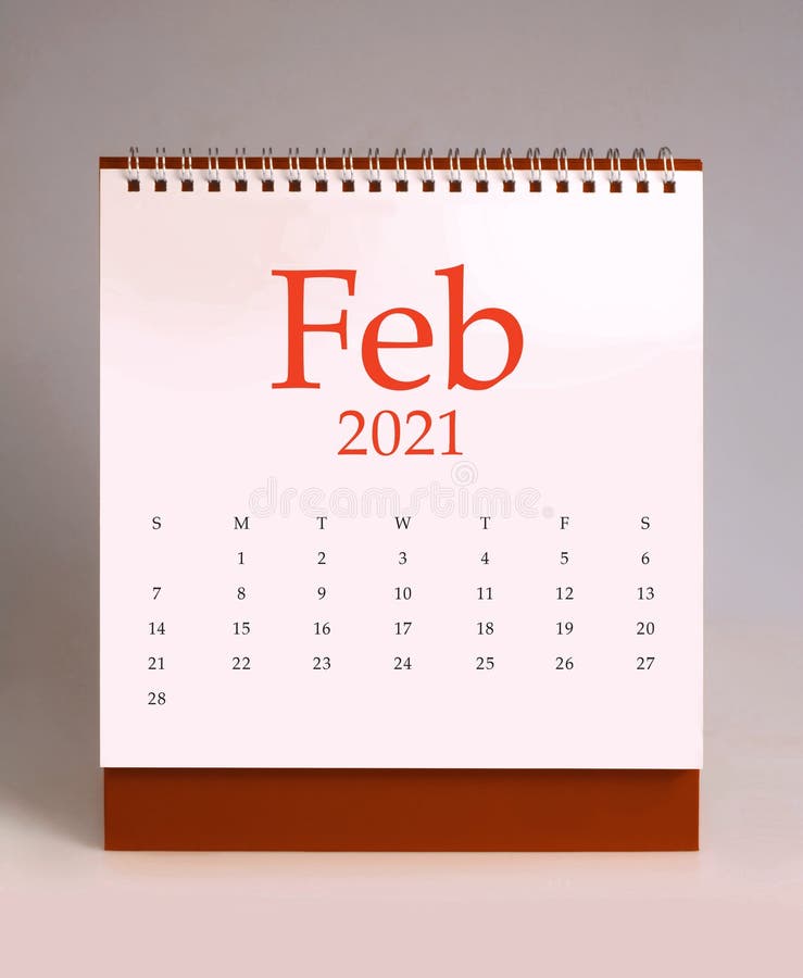 Simple Desk Calendar 2021 - February Stock Image - Image of design ...