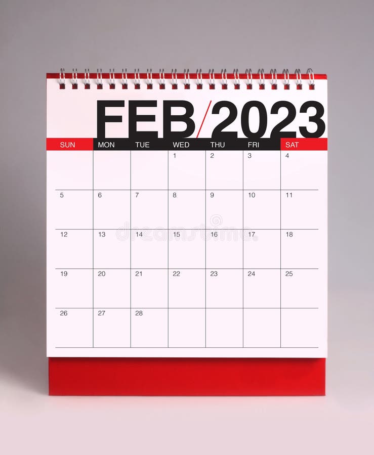 Simple Desk Calendar 2023 - February Stock Photo - Image of 2023 ...