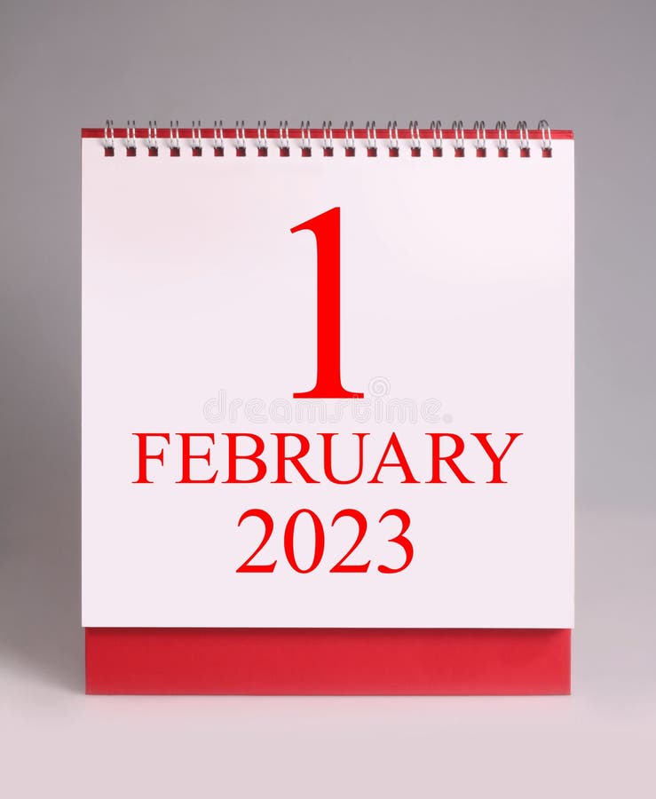 Simple Desk Calendar 2023 - February Stock Image - Image of february ...