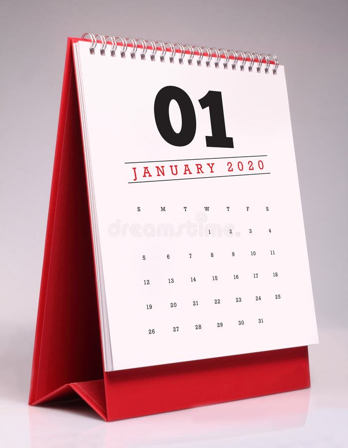 Simple Desk Calendar 2020 - January Stock Photo - Image of table, date ...