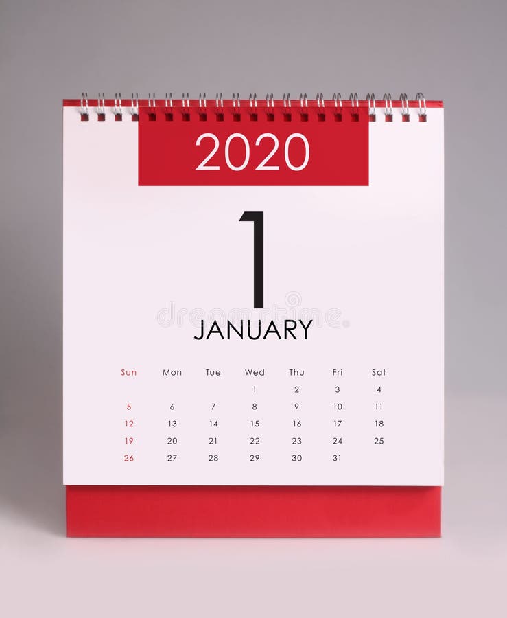 Simple Desk Calendar 2020 - January Stock Image - Image of monthly ...