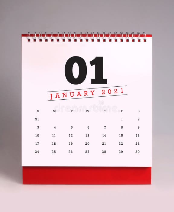 Simple Desk Calendar 2021 - January Stock Photo - Image of design, date ...