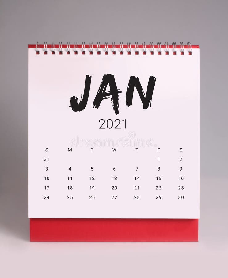Simple Desk Calendar 2021 - January Stock Illustration - Illustration ...