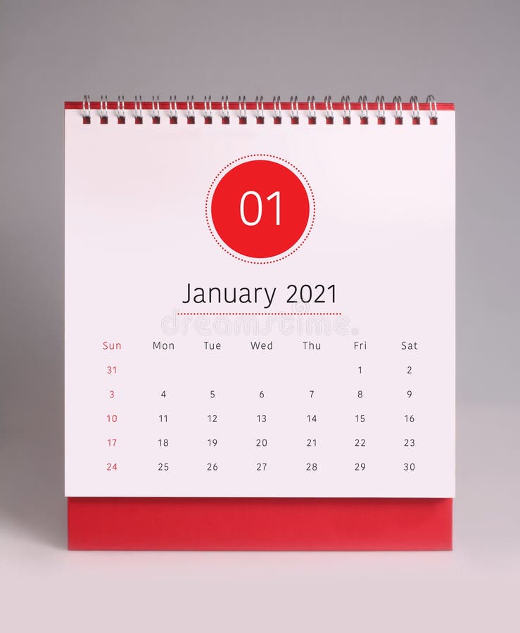 Simple Desk Calendar 2021 - January Stock Image - Image of monthly ...