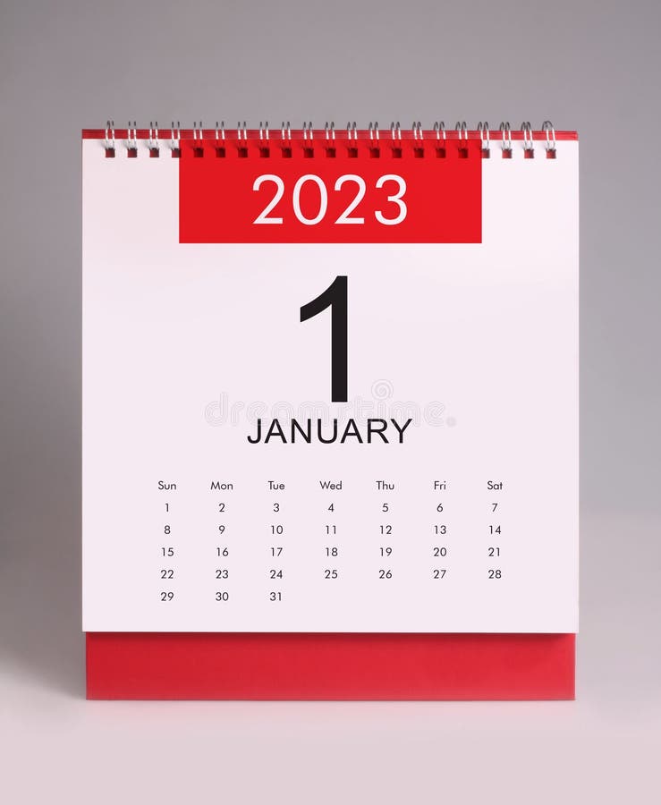 Simple Desk Calendar 2023 - January Stock Photo - Image of table, desk ...