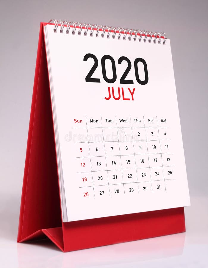 Simple Desk Calendar 2020 - July Stock Image - Image of desk, year ...