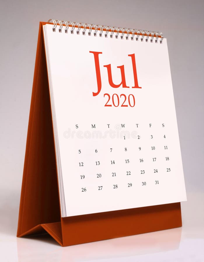 Simple Desk Calendar 2020 - July Stock Photo - Image of calendar ...