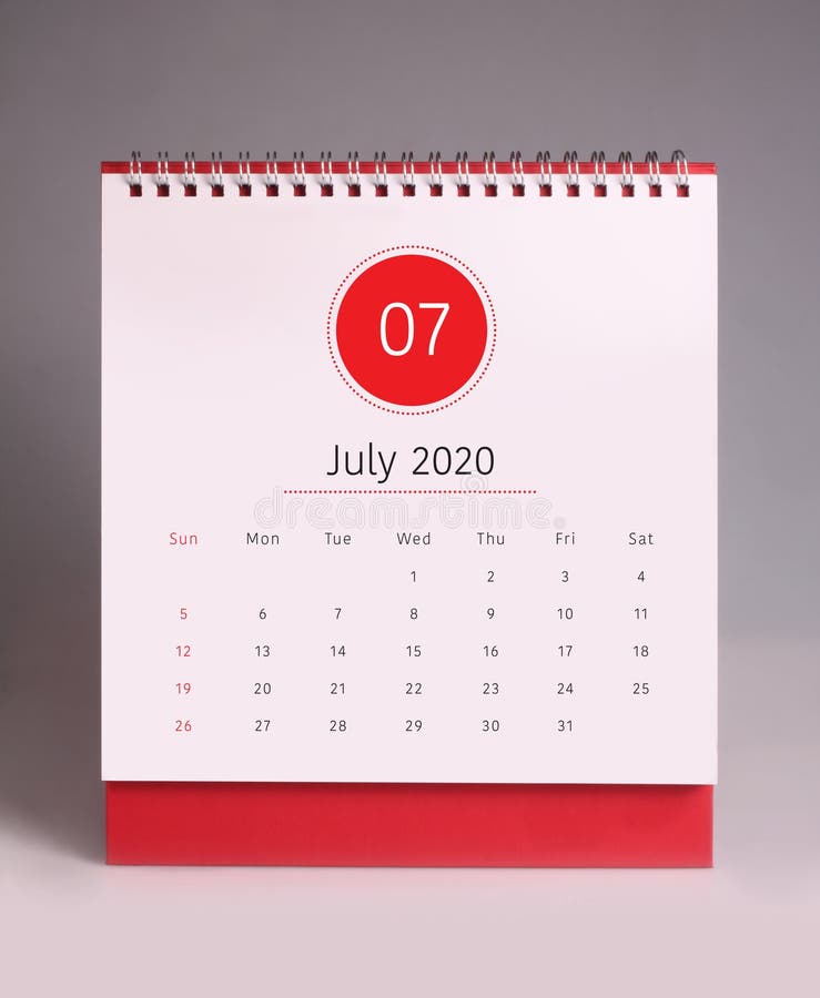 Simple Desk Calendar 2020 - July Stock Photo - Image of calendar ...