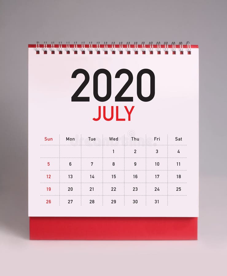 Simple Desk Calendar 2020 - July Stock Image - Image of july, 2020: ...
