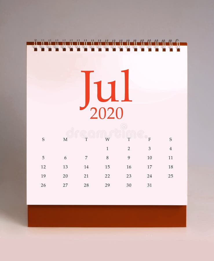 Simple Desk Calendar 2020 - July Stock Image - Image of july, simple ...