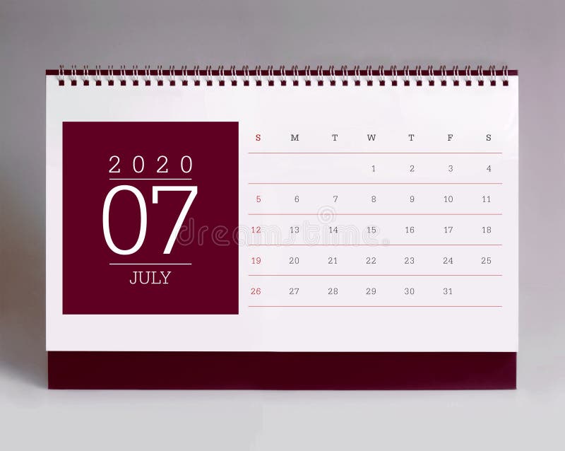 Simple Desk Calendar 2020 - July Stock Photo - Image of month, calendar ...